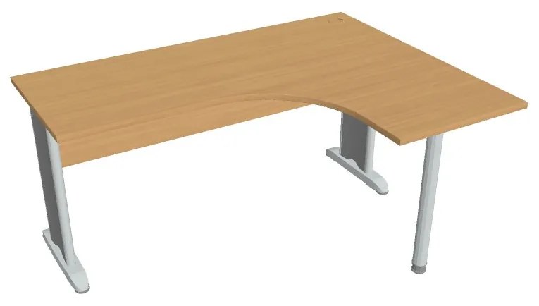 Stůl ergo oblouk levý 160×120/60 cm - Hobis Cross CE 60 L Dekor stolové desky: buk, Dekor lamino podnože: buk, Barva nohou: Stříbrná
