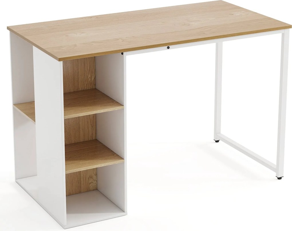 Costway 115 cm počítačový stůl moderní domácí s 5 úložnými přihrádkami natural