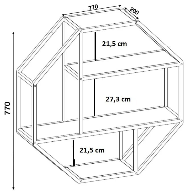 Černá patrová kovová police Seaford - Actona
