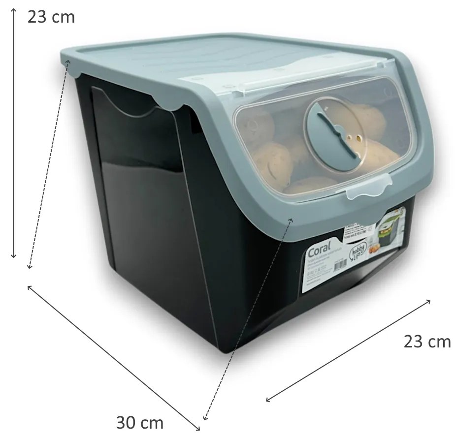 Orion Skladovací box na cibuli a brambory, černý a světle šedý (12l)