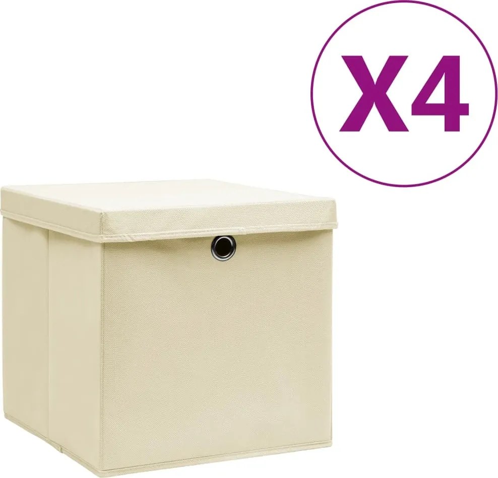 vidaXL Úložné boxy 4 ks netkaná textilie 28 x 28 x 28 cm [325188] Barva: červená s víky