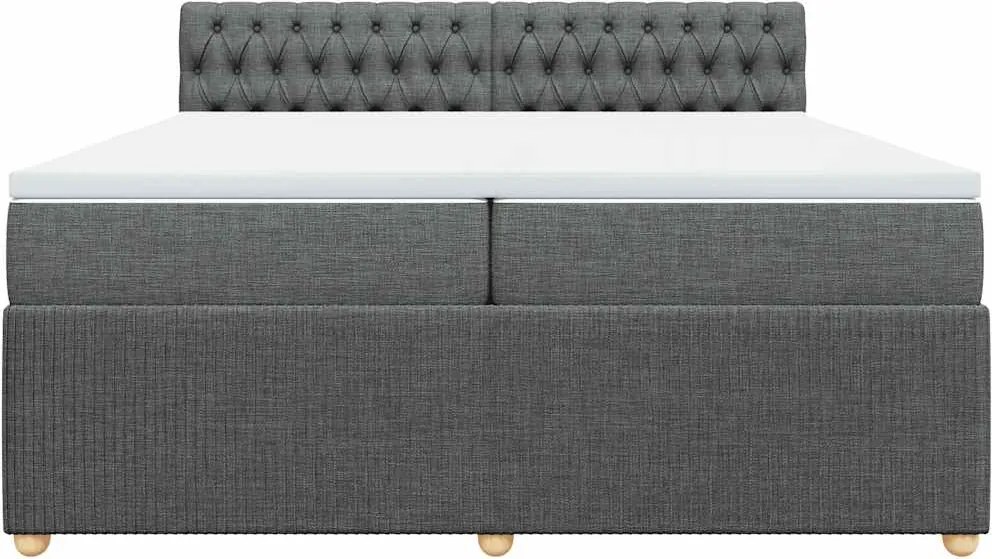 Box spring postel s matrací tmavě šedá 200x200 cm textil 3287571