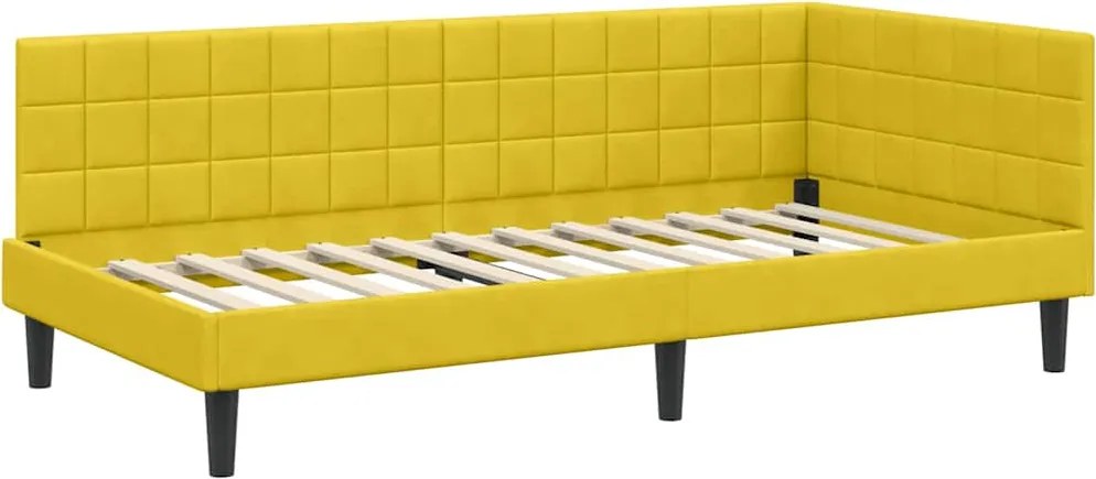 Rohový rám postele s matrací s čelo 2 ks Žlutá samet 3393994