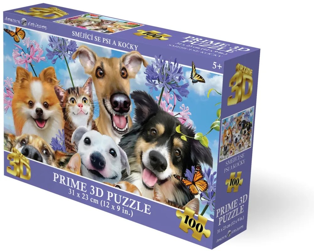 Puzzle 3D - Smějící se psi a kočky
