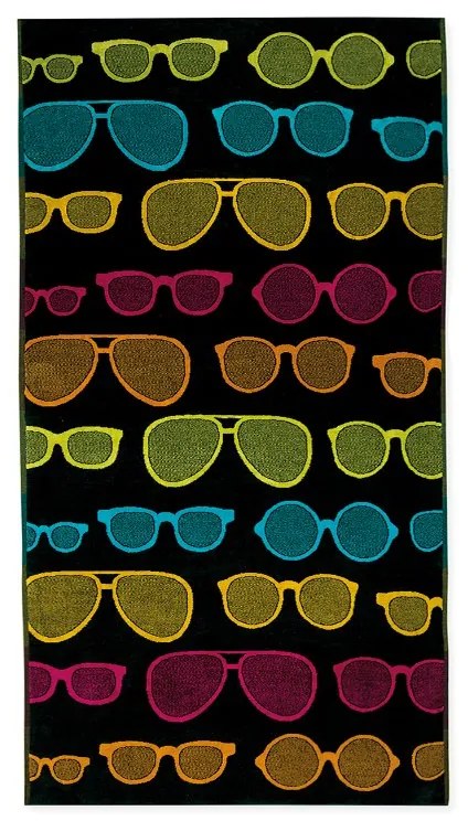 SCANquilt plážová osuška VELUR brýle černopestrá 95 x 185 cm