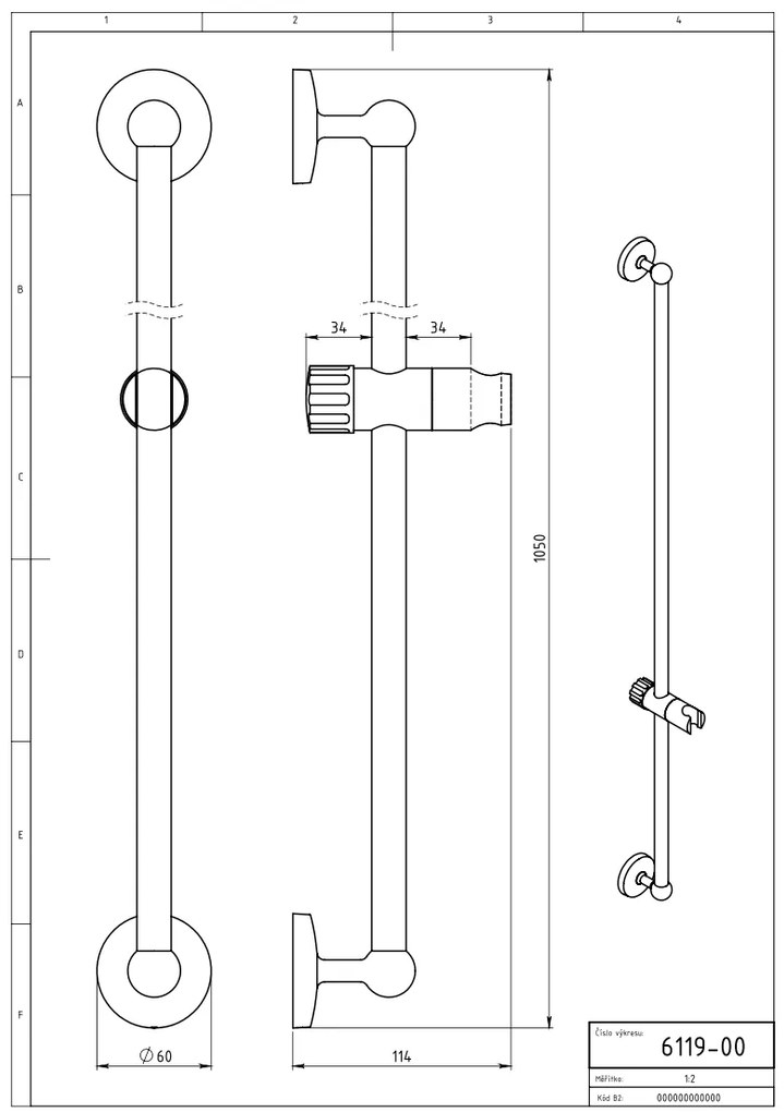 Novaservis - Posuvný držák sprchy 100 cm Metalia 1 chrom, 6119,0
