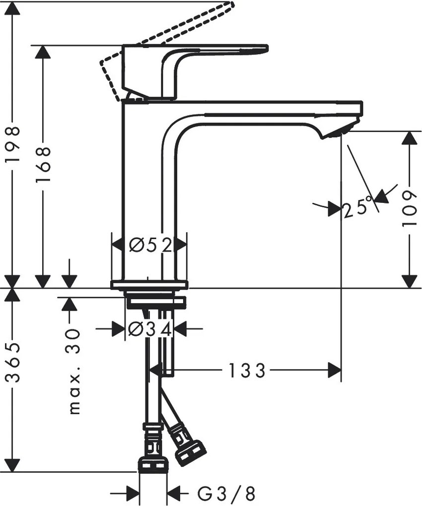 Hansgrohe Rebris S, umyvadlová baterie 110 bez odtokové soupravy, CoolStart, černá matná, 72520670