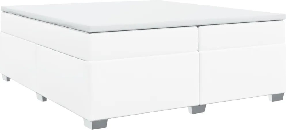 Box spring postel s matrací bílá 200x200 cm umělá kůže 3285226