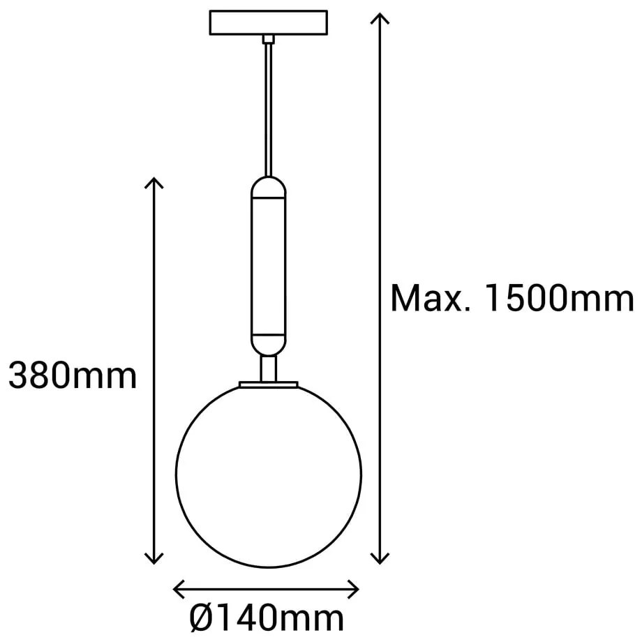 Černé závěsné svítidlo SULION Musa, výška 150 cm