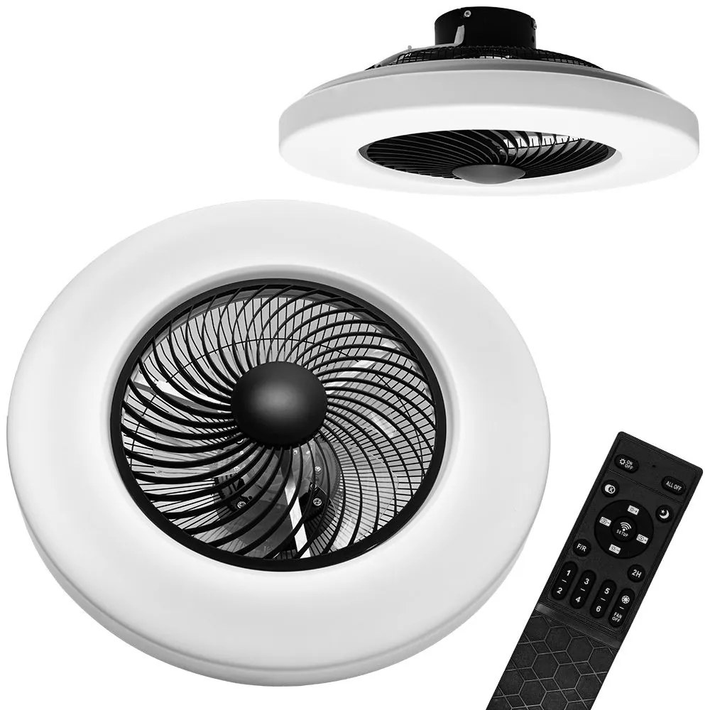 Toolight Toolight, LED stropní svítidlo s ventilátorem APP1552-C, černá-bílá, OSW-05181