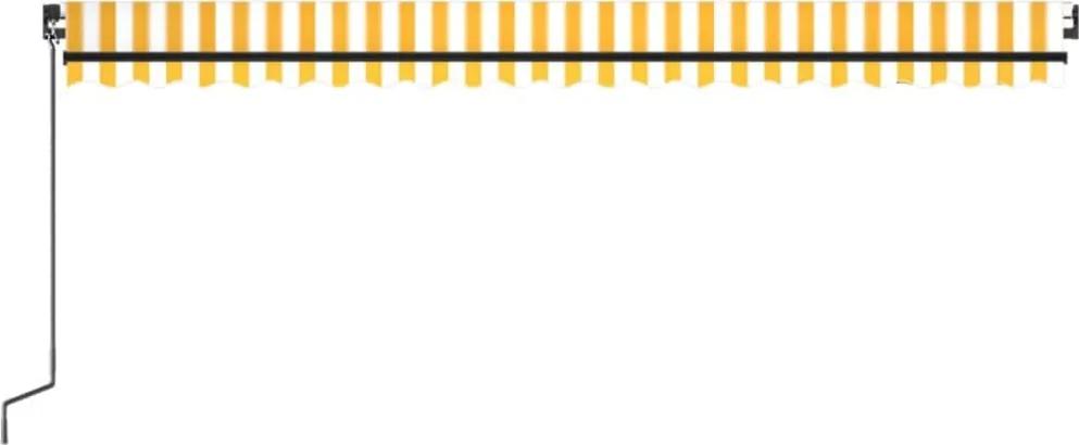 vidaXL Ručně zatahovací markýza s LED světlem 500 x 300 cm [3051247] Barva: Žluto-bílá