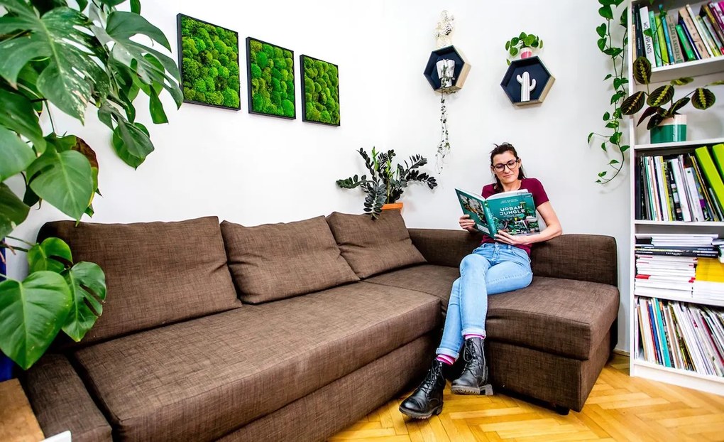 Mechový obraz 50x50 cm kombinovaný mech kopečkový s plochým, černá