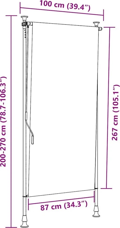 vidaXL Venkovní roleta 100 x 270 cm [368772] Barva: krémová