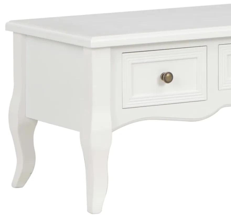 TV stolek Nandra - borové dřevo + MDF - 100x35x35 cm | bílý