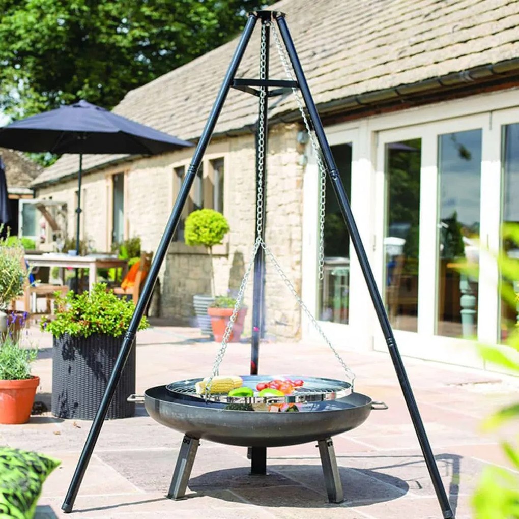 411811 BBGRILL Závěsný gril na trojnožce černý 172 BBQ TRIPOD