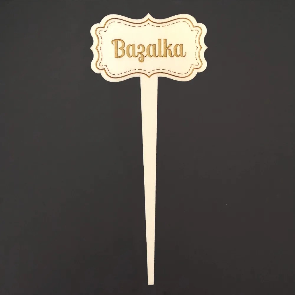 AMADEA Dřevěný zápich - cedulka na bylinky Bazalka, výška 20 cm, český výrobek