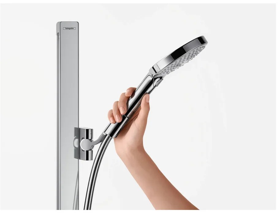 Hansgrohe Raindance Select S, sprchová souprava 120 3jet EcoSmart 9 l/min se sprchovou tyčí 900 mm a poličkou, chromová, HAN-27649000