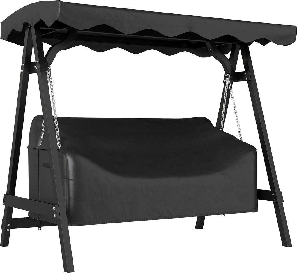 Potah na 3místnou houpačku Outsunny — voděodolný, větruodolný a UV-odolný, PU potažený Oxford, 185 × 76 × 81 cm — černý | Aosom