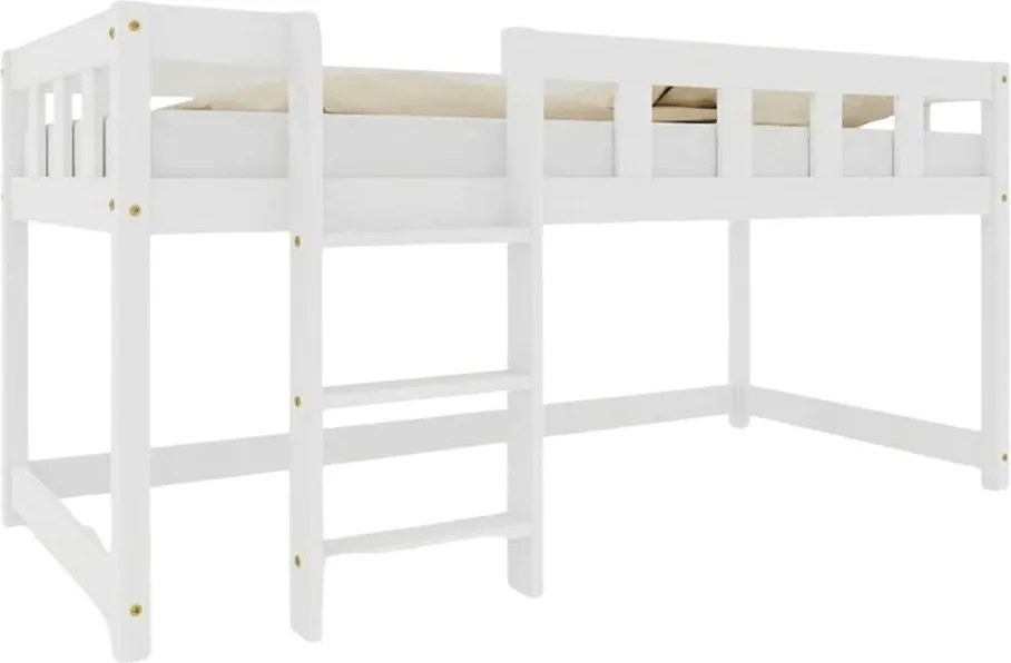 Benlemi Nízká vyvýšená postel PLOTTY s žebříkem 90x200 cm Zvolte barvu: Světle šedá, Zvolte stranu: Vpravo, Zvolte variantu: Bez závěsu