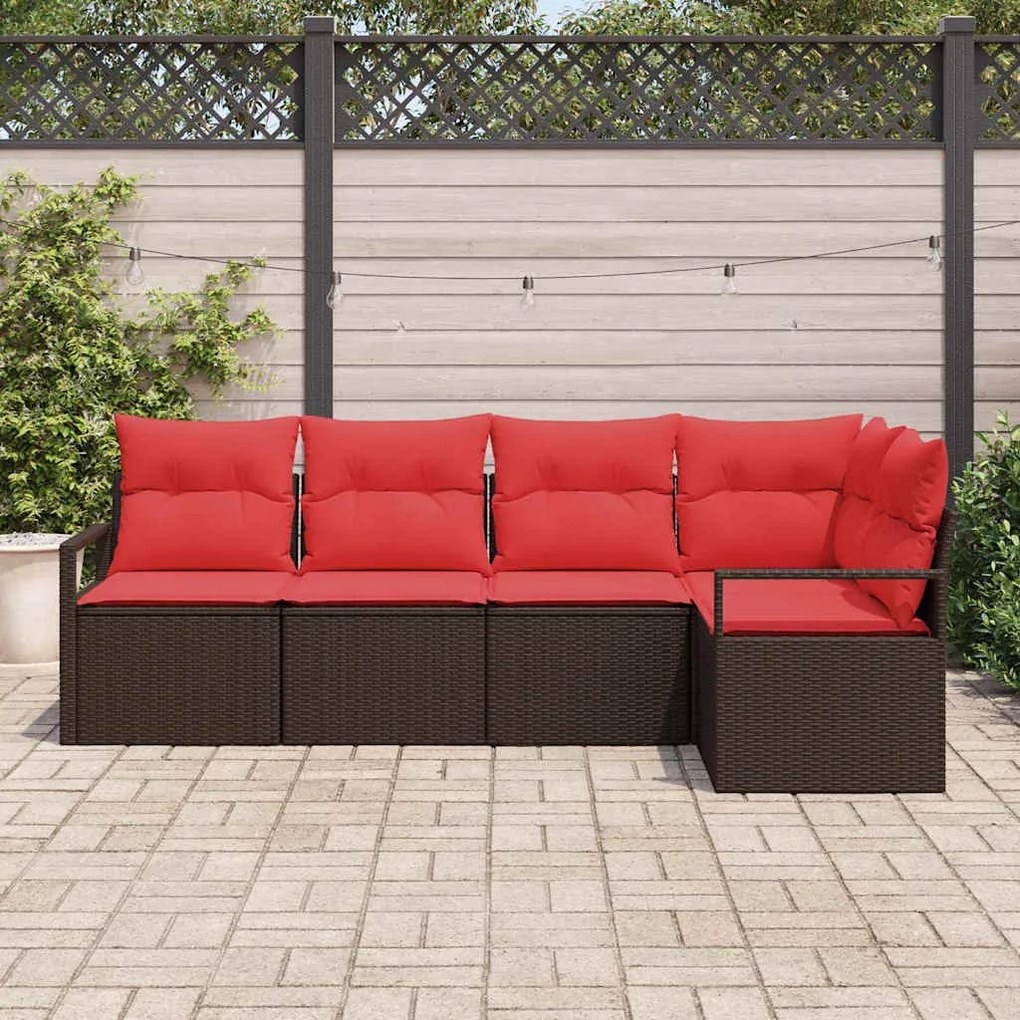Set pohovek 5 ks Hnědá polyratan 3346384