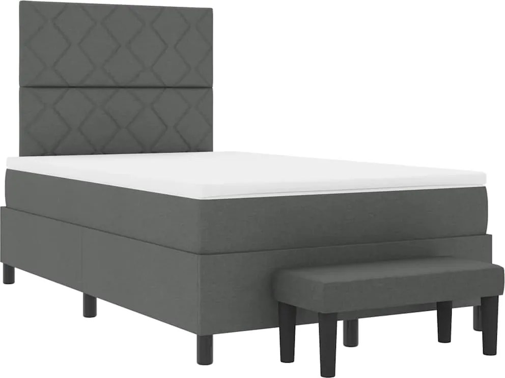 Postel s boxspringem s čelo Tmavě šedá 120 x 200 cm textil 3344136