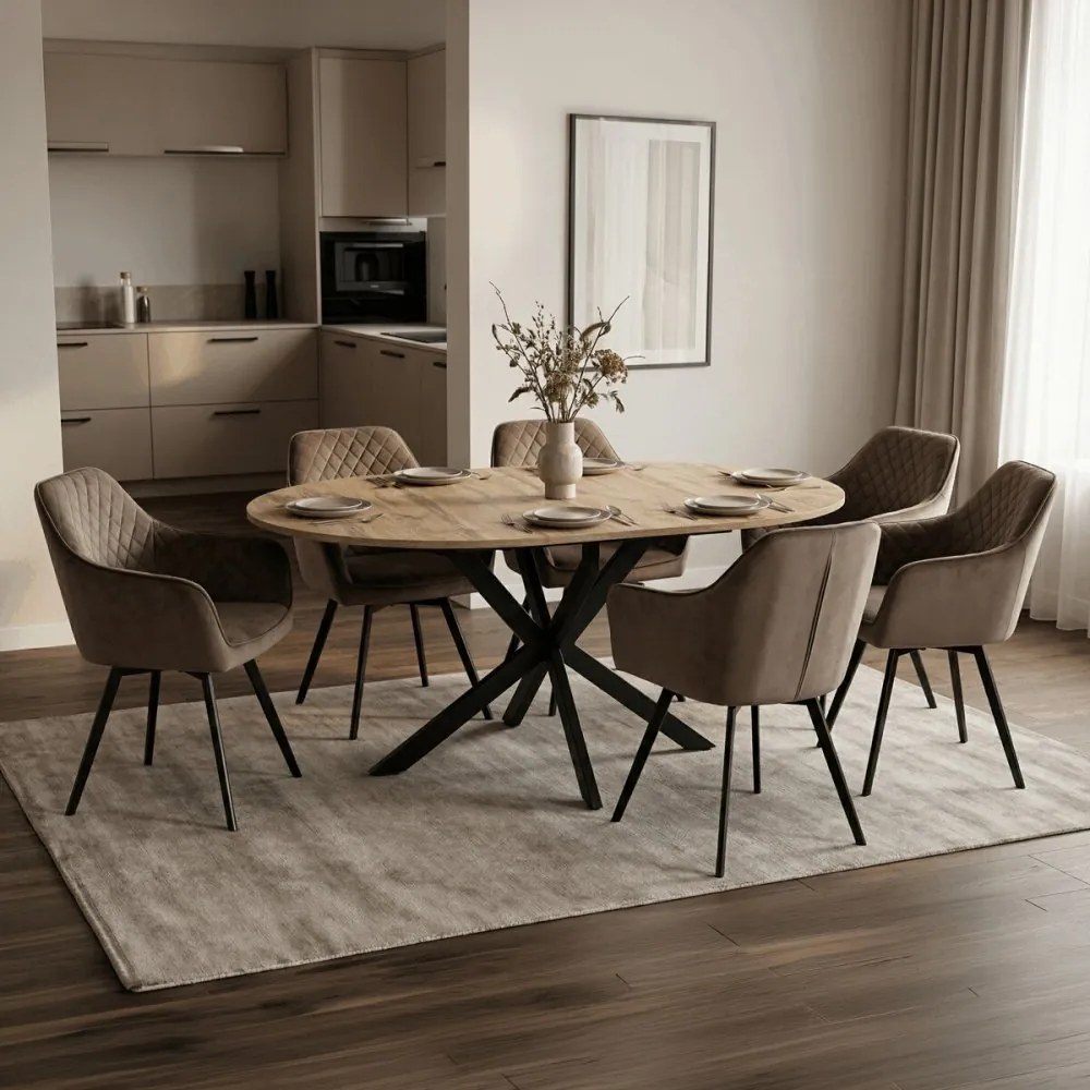 Jídelní stůl rozkládací 120-160x120 cm DT-I1120 OAK, melamin, dub – Barva (vyberte): hnědá béžová