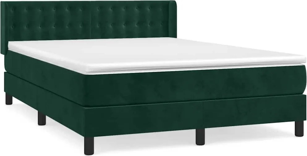 Box spring postel s matrací tmavě zelená 140x190 cm samet 3131198
