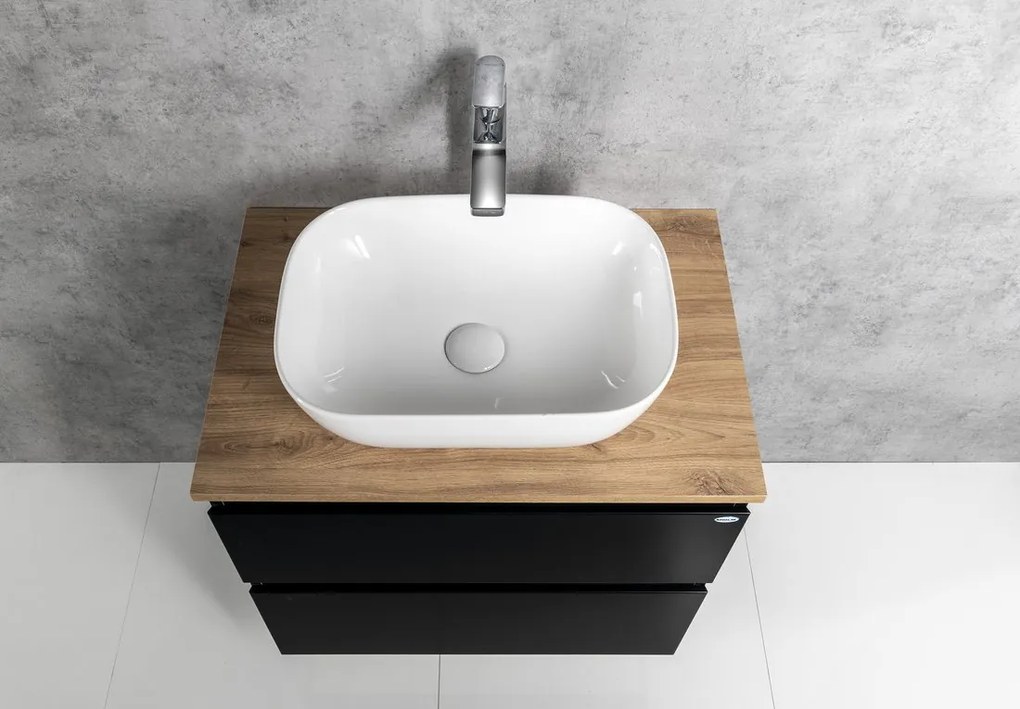 Aqualine Altair koupelnová skříňka 68 x 61,8 x 45,2 cm pod umyvadlo s deskou černá mat dub emporio AI670-01