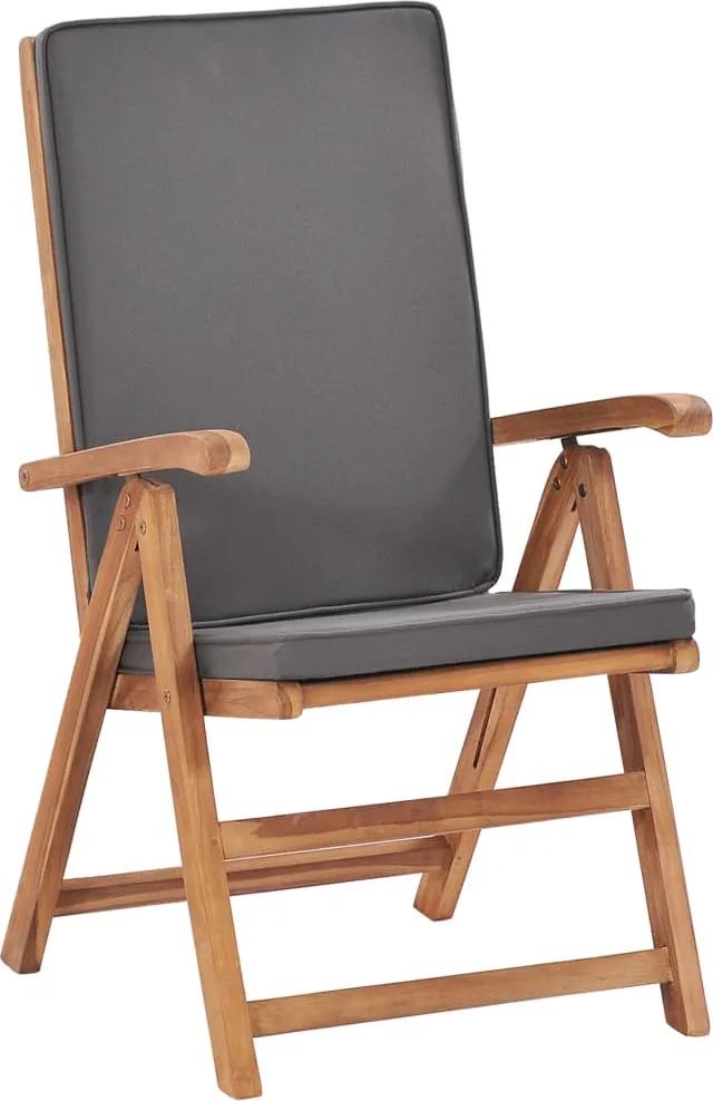 Polohovací zahradní židle Westlake s poduškami - 2 ks - masivní teak | šedé