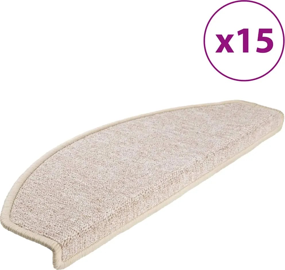 Schodové rohože 15 ks 65 x 24 x 4 cm béžové, půlkulaté, velké 133890