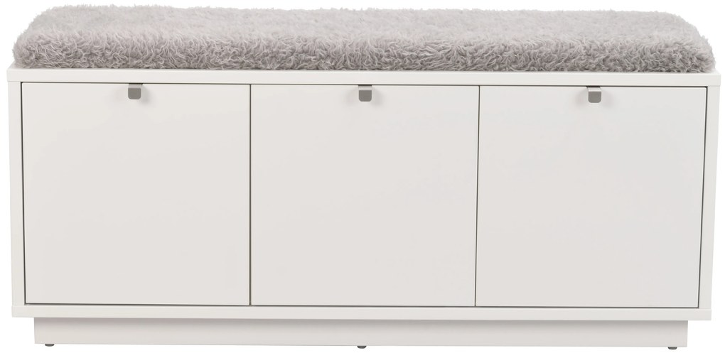 ROWICO bílá lavice s úložným prostorem CONFETTI a šedým sedákem 106 cm 103764