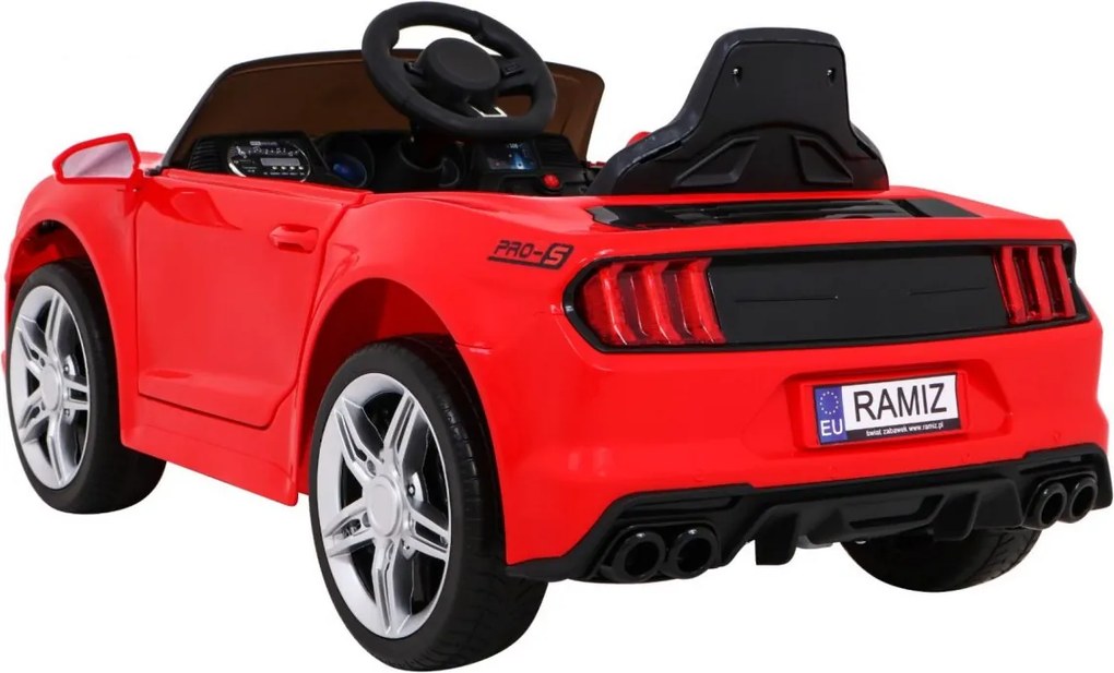 Ramiz Sportovní autíčko GT na baterie pro děti červené + dálkové ovládání + pomalý start + nosič zavazadel + MP3 LED