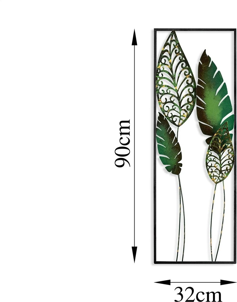 Nástěnná kovová dekorace Timeyi 2 zelená/černá