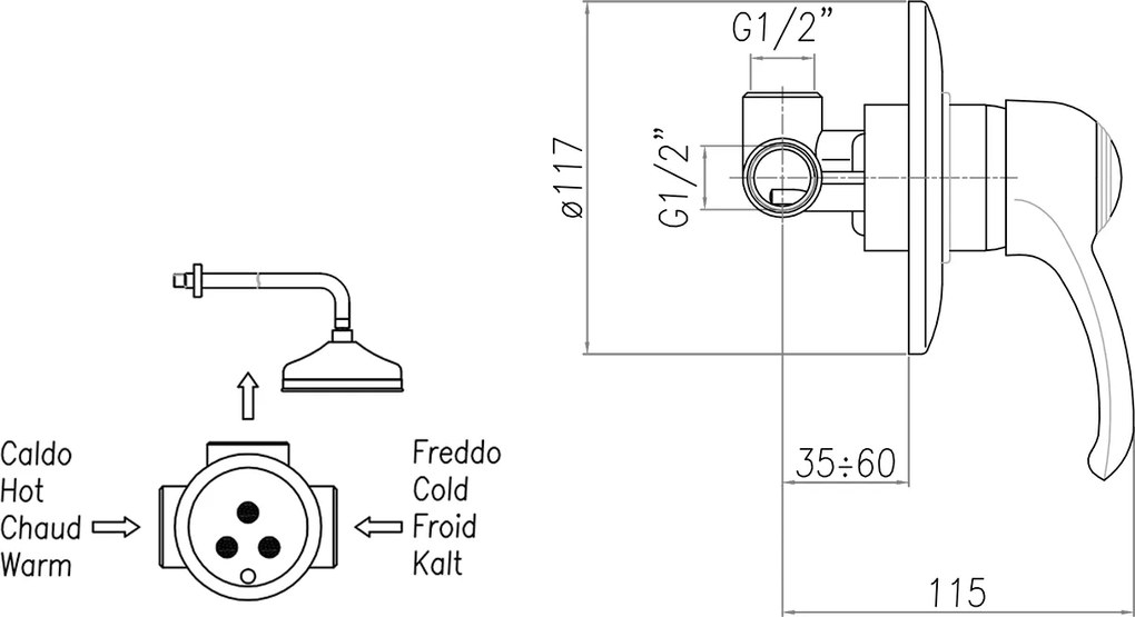 SAPHO Podomítková bidetová baterie se Stop sprškou, Retro, chrom KI41C-01