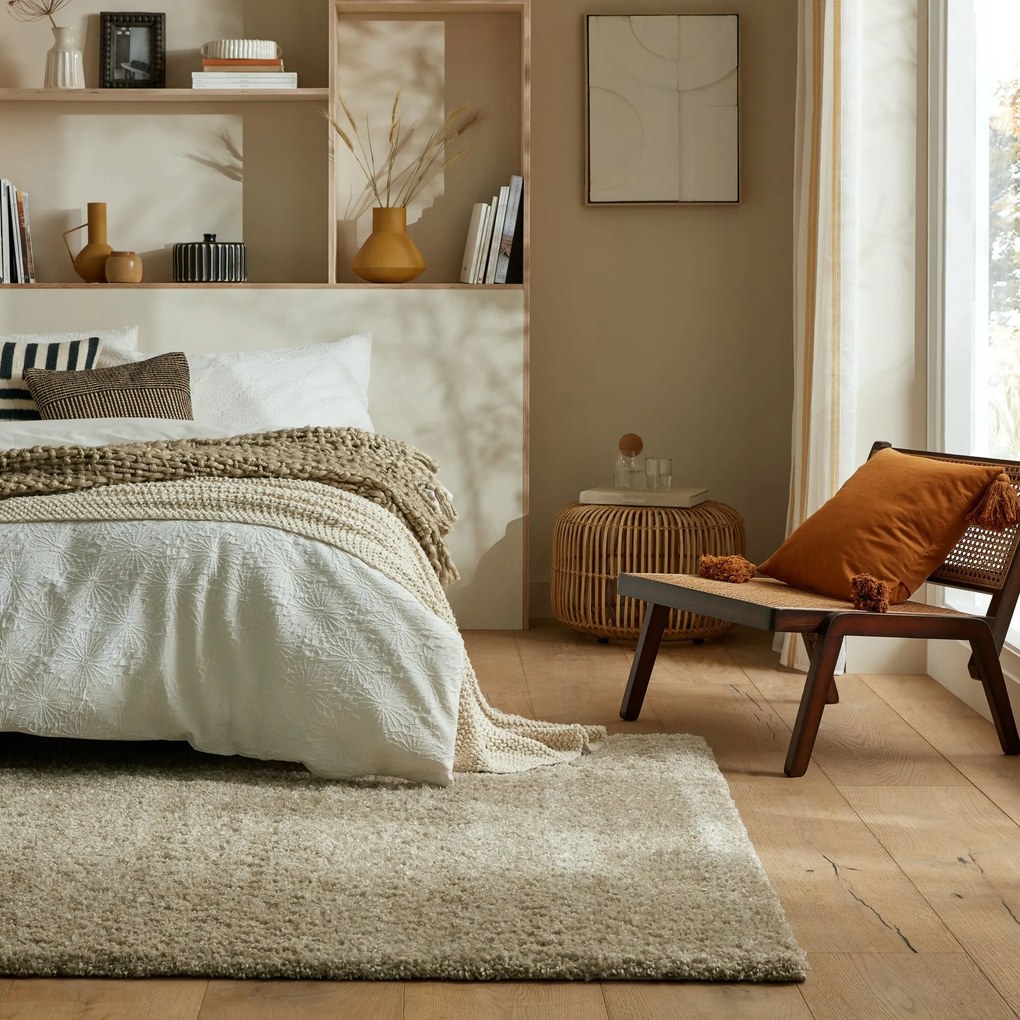 Flair Rugs, Kusový koberec Shaggy Teddy Natural, 140x200, béžová, ložnice