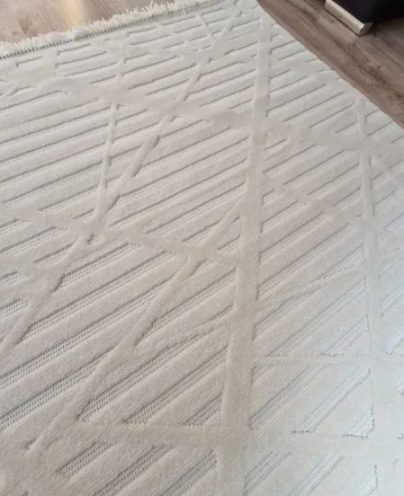 HU Krémově béžový moderní koberec TWIST CREAM 20294A Rozměr: 60x100 cm