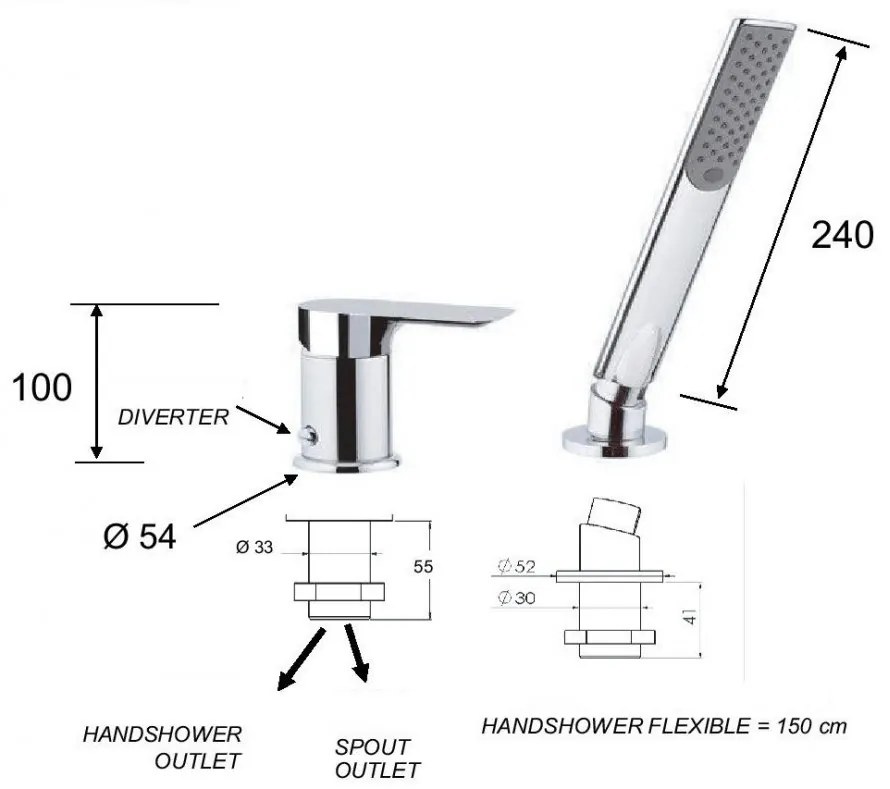 HOPA Dvouotvorová vanová baterie  ARNO 2707 - nikl broušený matný BAREI2707