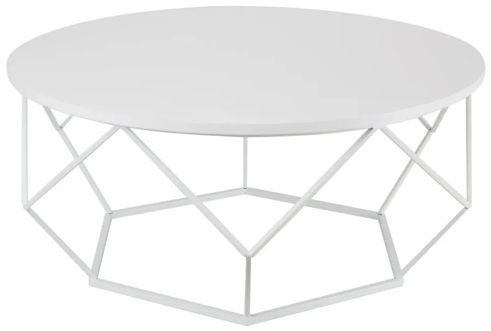 DekorStyle Kovový konferenční stolek Diamant 90 cm bílý