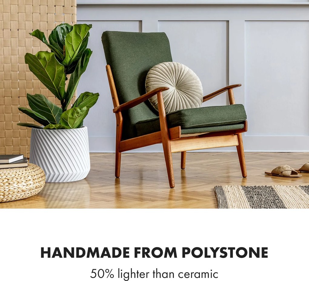 Fox & Fern Heusden, sada 2 květináčů, polyston, vhodný na rostliny, ruční výroba, 3D vzhled