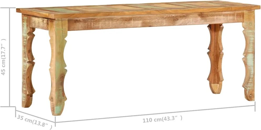 Lavice 110 x 35 x 45 cm masivní recyklované dřevo 286485