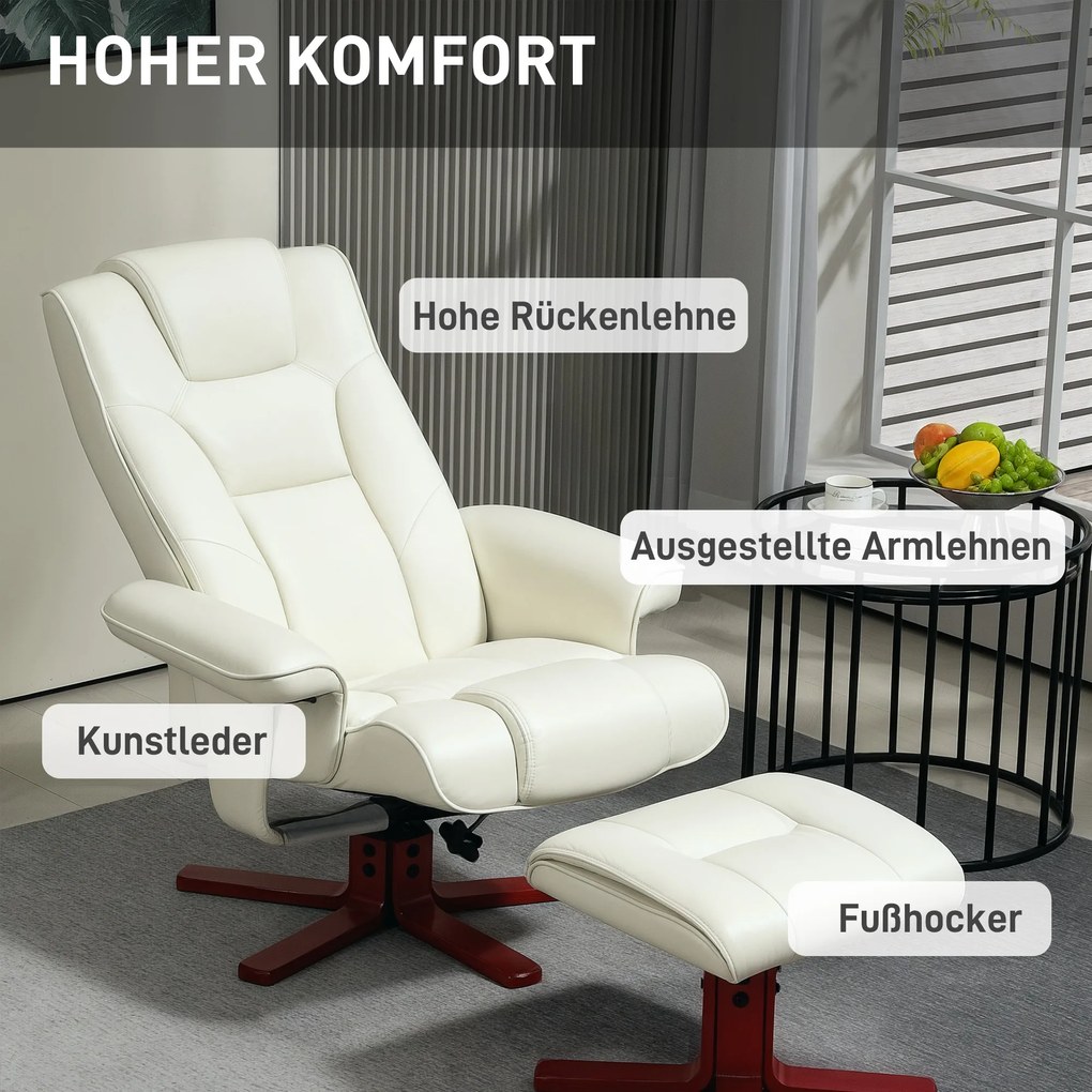 HOMCOM Relaxační křeslo s taburetem, TV křeslo s funkcí polohování, houpací funkce, čalouněné polohovací křeslo s nastavitelným opěradlem, do 150 kg,…