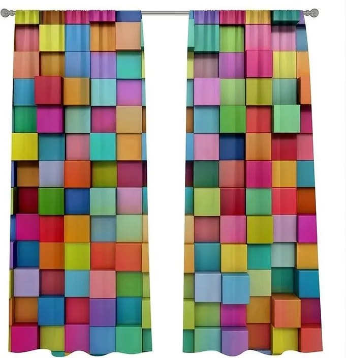 IMPAR Závěsy Barevné kostky (Rozměr : 140x250, Materiál: Interlock)