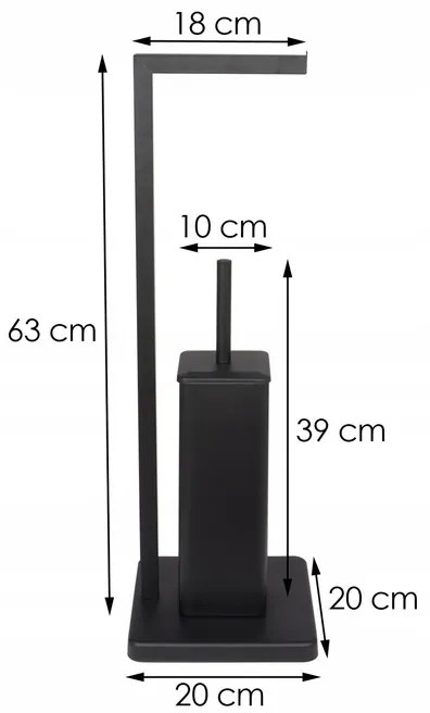 Držák toaletního papíru s WC štětkou - černý