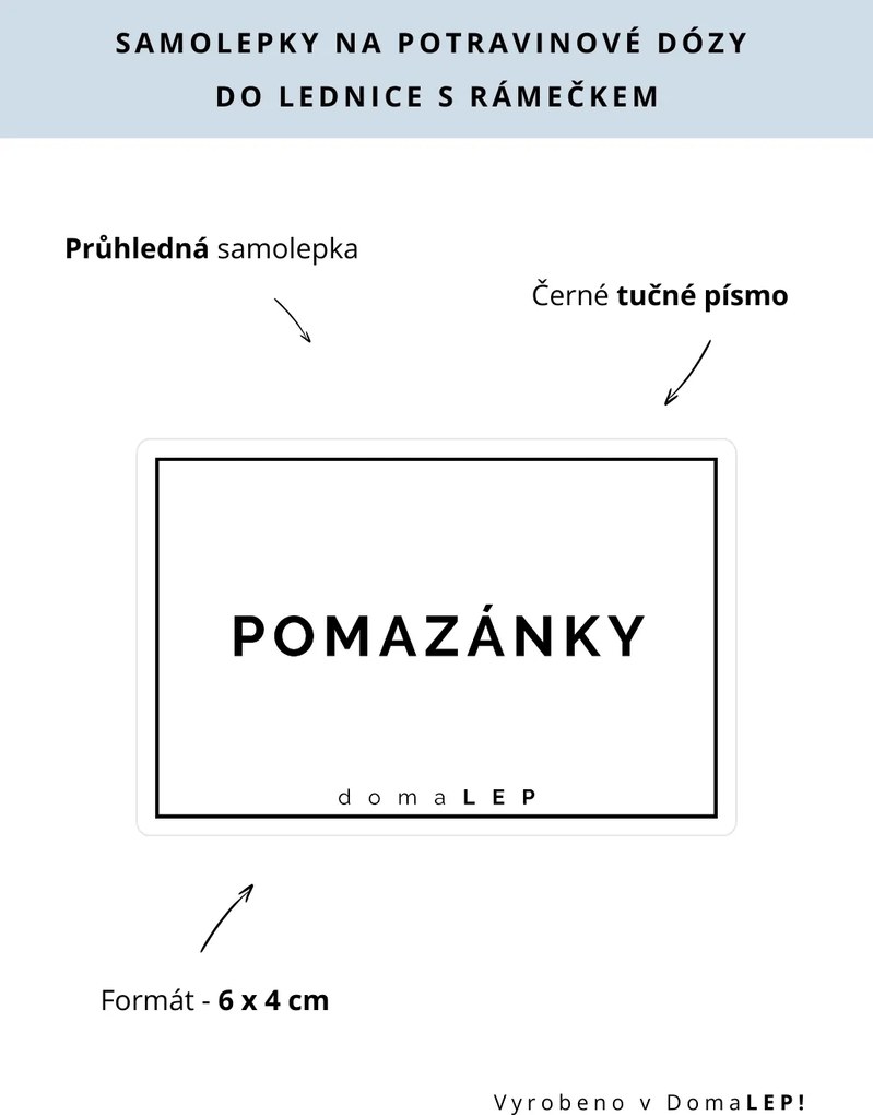 POMAZÁNKY - Samolepka s rámečkem na dózy do lednice, 6 x 4 cm