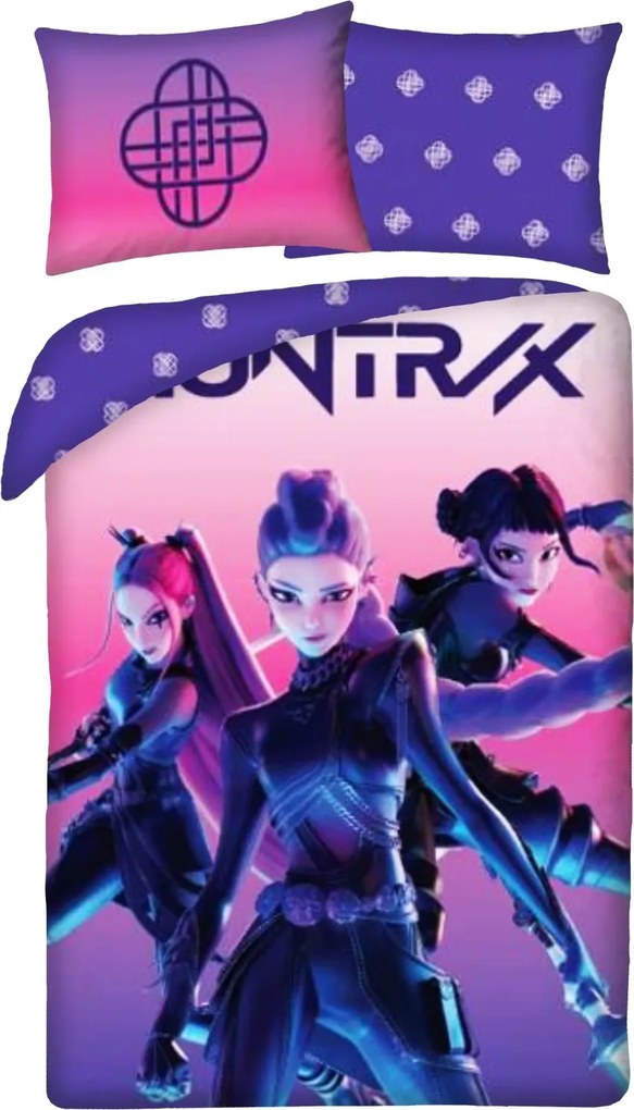 Bavlněné ložní povlečení KPop Demon Hunters - motiv HUNTR/X Neon Pink - 100% bavlna - 70x90 cm + 140x200 cm
