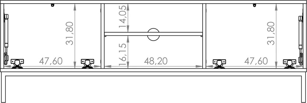 GAB TV stolek QUER RTV 2D, Dub Hikora 150 cm