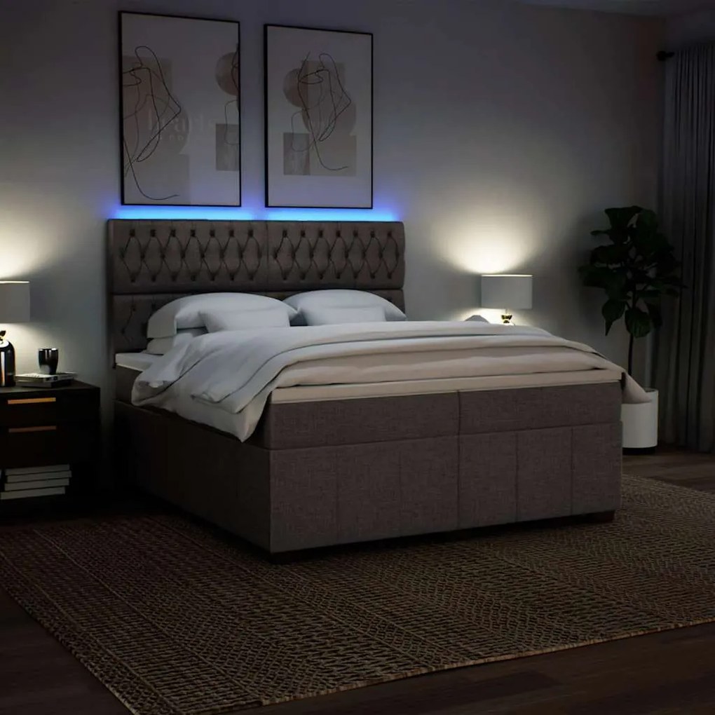 Box spring postel s matrací taupe 200x200 cm textil 3294086
