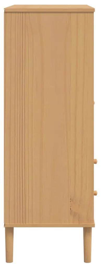 Skříňka SENJA ratanový vzhled hnědá 90 x 40 x 112 cm borovice,  358055