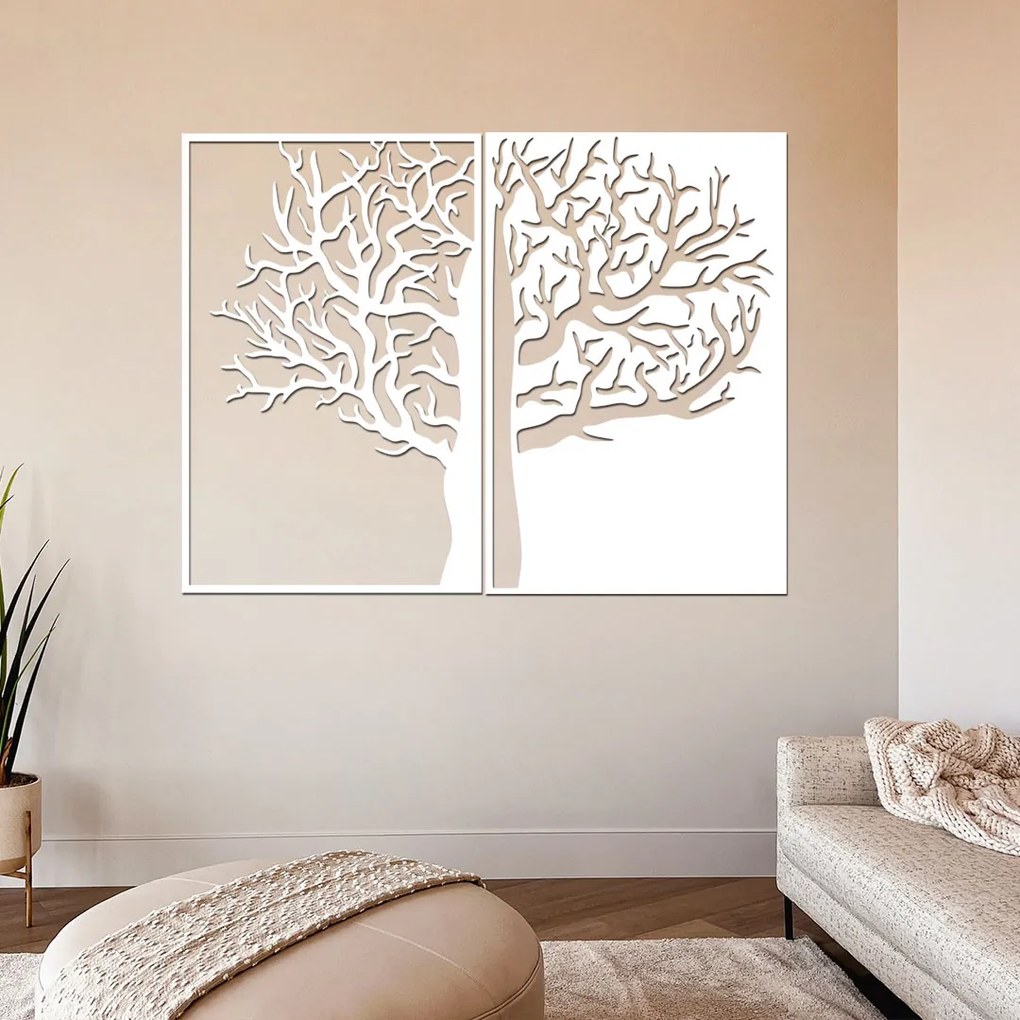 dřevo života Dřevěný strom na zeď DUALITY Zvolte barvu dekoru: Bílá, Rozměry (cm): 80x60