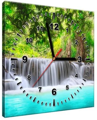 Tištěný obraz s hodinami Nádherný vodopád v Thajsku 30x30cm ZP1417A_1AI